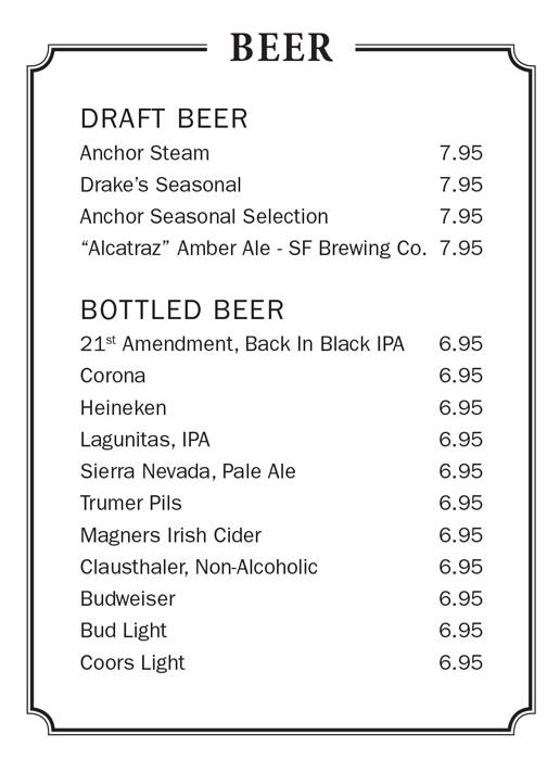 Menu at Boudin Bakery, San Francisco, 160 Jefferson St