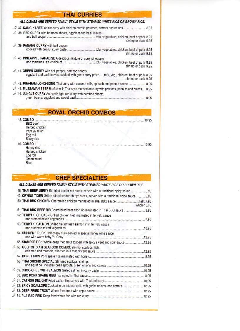 Menu at Royal Orchid Restaurant, Riverside, Magnolia Ave