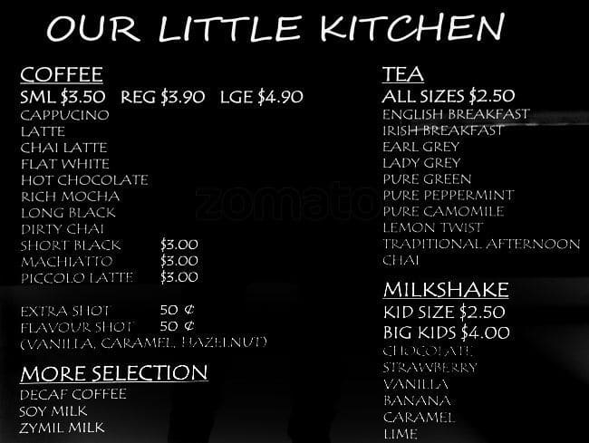 Menu at Our Little Kitchen cafe, West Lakes, 111 W Lakes Blvd