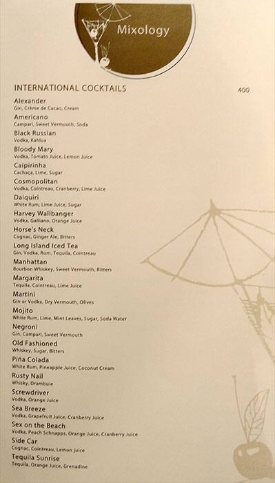 Menu at Okada Manila, Parañaque