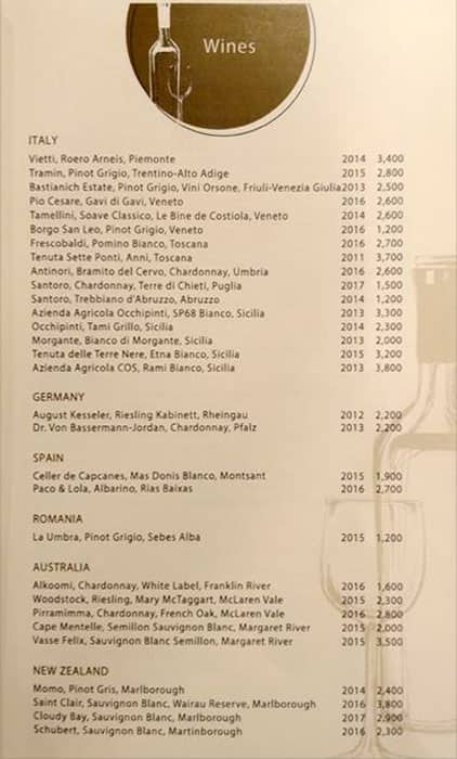 Menu at Okada Manila, Parañaque