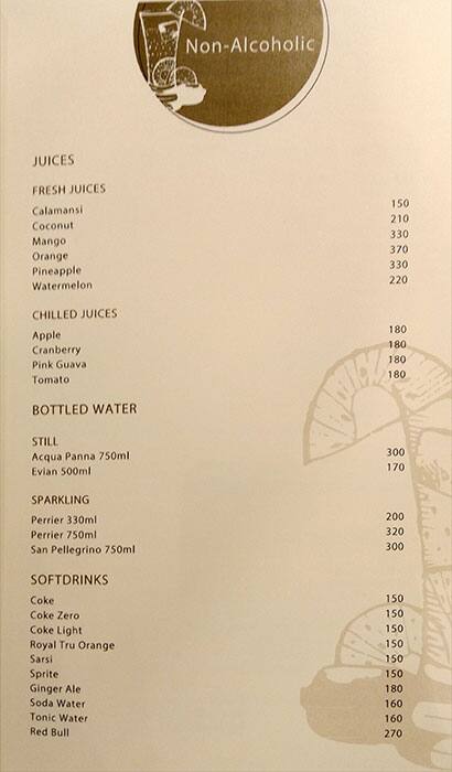 Menu at Okada Manila, Parañaque