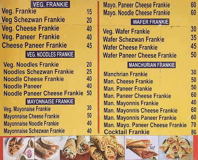 Menu of New Supar Frankie Roll, Chembur, Mumbai