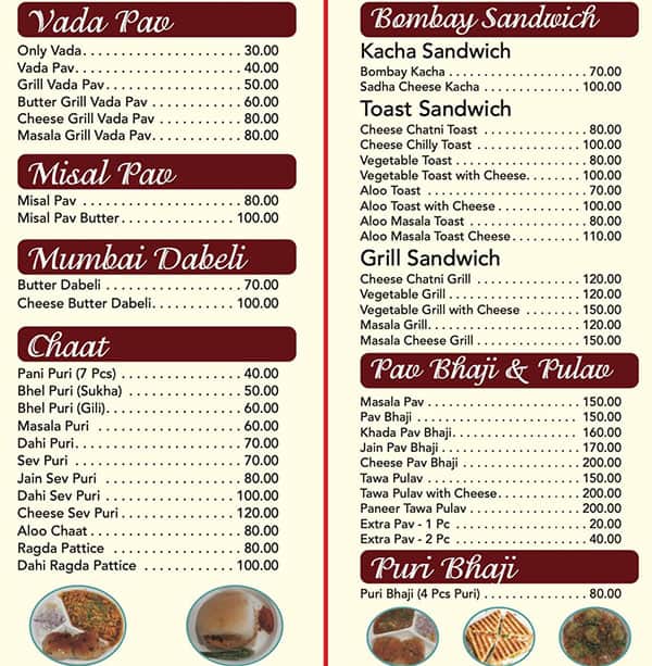 Menu at Mumbai On The Streets, Indore, 15