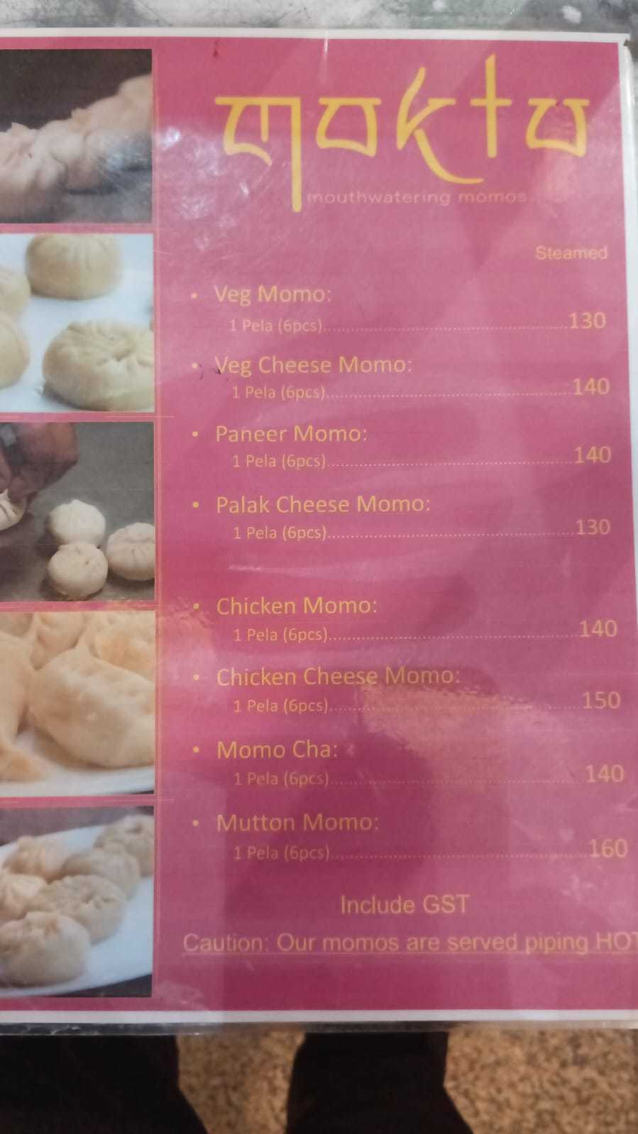 Menu of Moktu, Infiniti Mall 2, Malad West, Mumbai