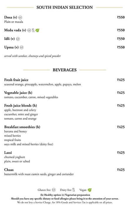 Menu at threesixtyone°, Gurugram