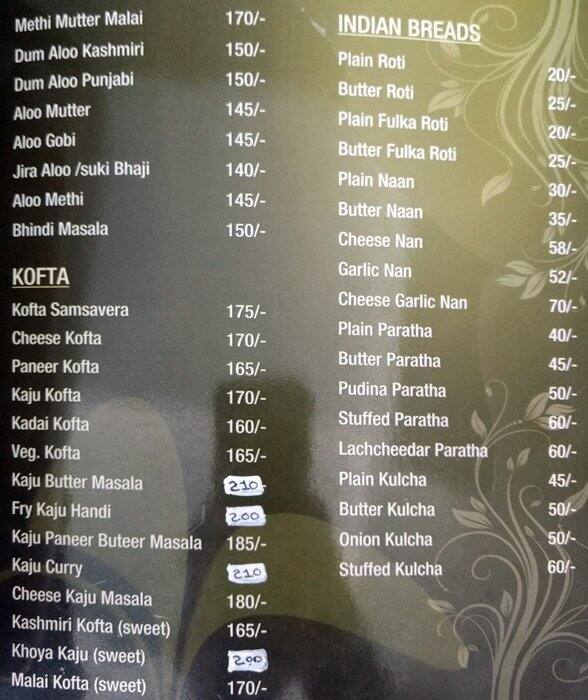 Menu at Platinum Restaurant, Ahmedabad