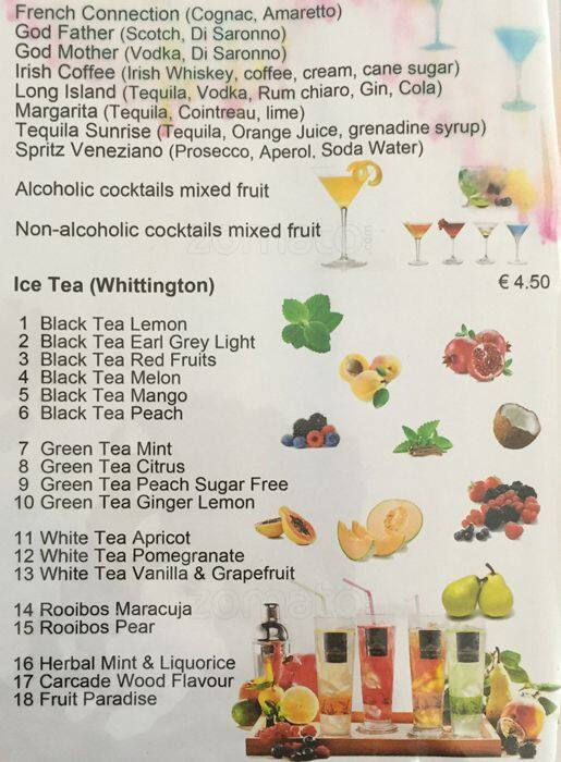 Menu at La Casa del Caffè Tazza d'Oro cafe, Rome