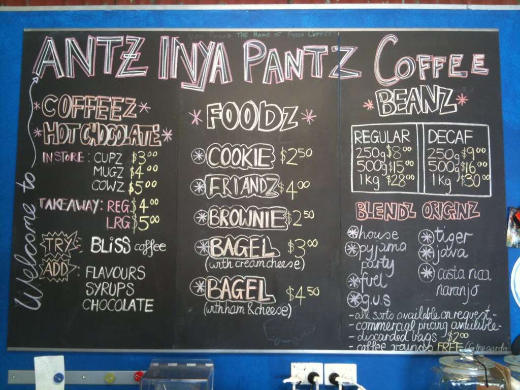 Menu at Antz Inya Pantz restaurant, East Victoria Park