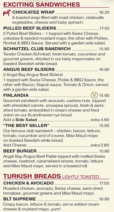 Menu at Miss Maud Pastry Shop 97 Murray St restaurant, Perth