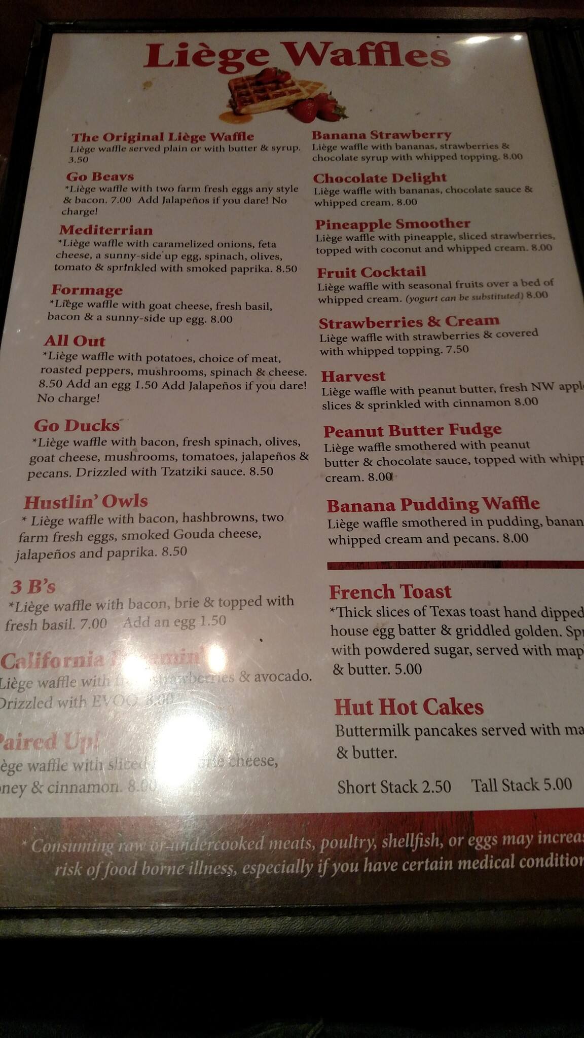 Menu at Waffle Hut restaurant, Klamath Falls