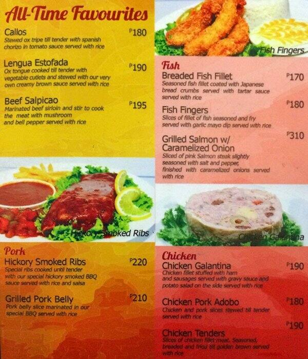 Menu at Metro Gourmet restaurant, Cebu City, Super Metro La Nueva
