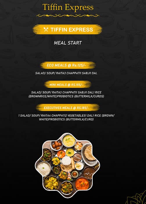 Menu at Tiffin Express, Mumbai