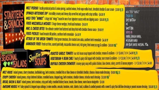 Menu at Melt Bar and Grilled, Akron