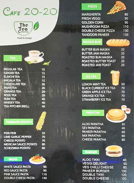 Menu of Cafe 20-20, Geeta Bhavan, Indore