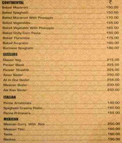 Menu at Hotel Grand Unity, Rajoda