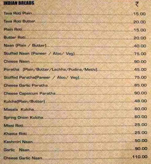 Menu at Hotel Grand Unity, Rajoda
