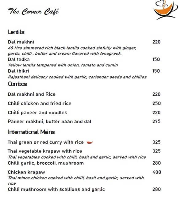 Menu at The Corner Cafe Sanjauli Shimla - Best Cafe / Best Food / Best ...