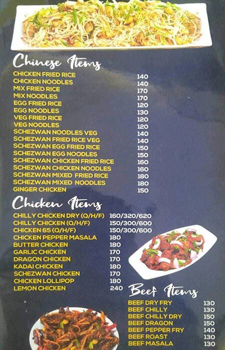 Menu at The Raahath Restaurant, Thiruvananthapuram