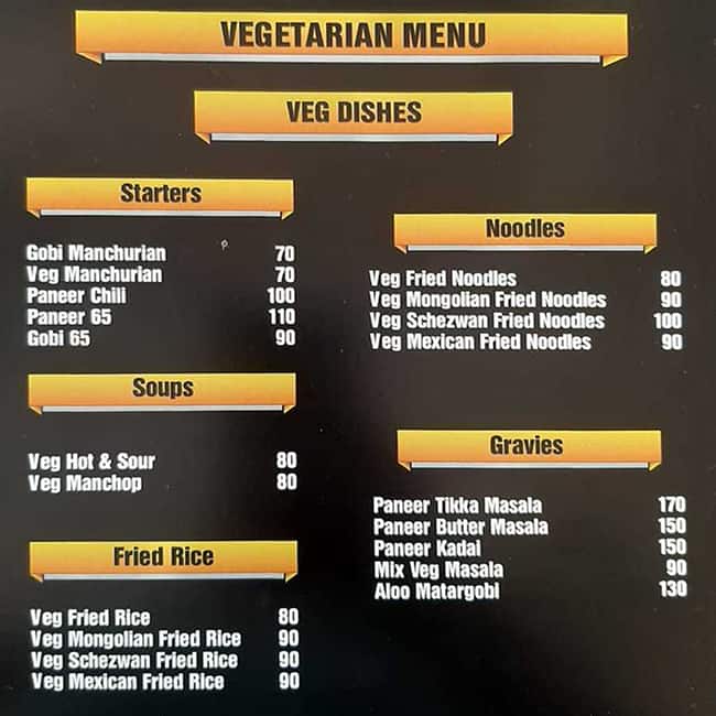Menu at Chef Food Court, Manipal