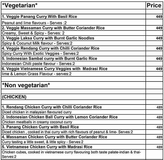 Menu of Thai Kari, Baner, Pune
