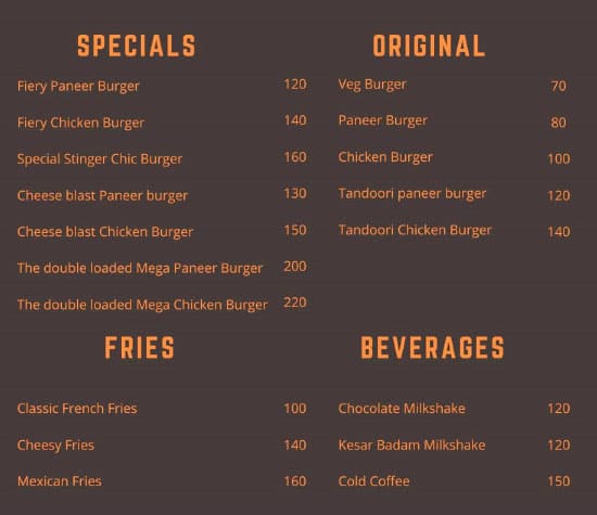 Menu of Super Burgers, Shadipur, New Delhi