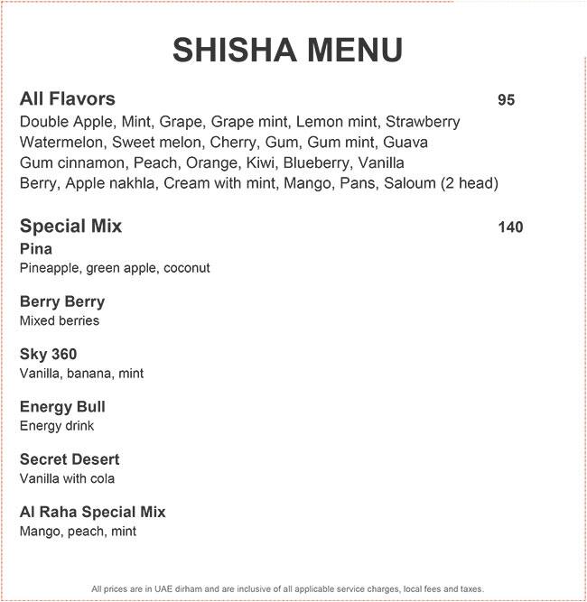 Menu at Al Manzil Club - Al Raha Beach Hotel, Abu Dhabi