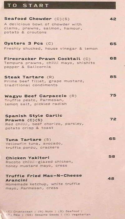 Menu of Bentley Kitchen, Galeria Mall, Al Maryah Island, Abu Dhabi