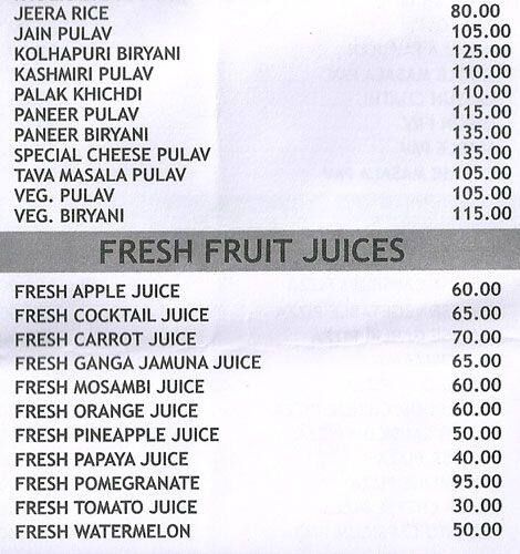 Menu at Sai Sagar, Pune, Shop 156