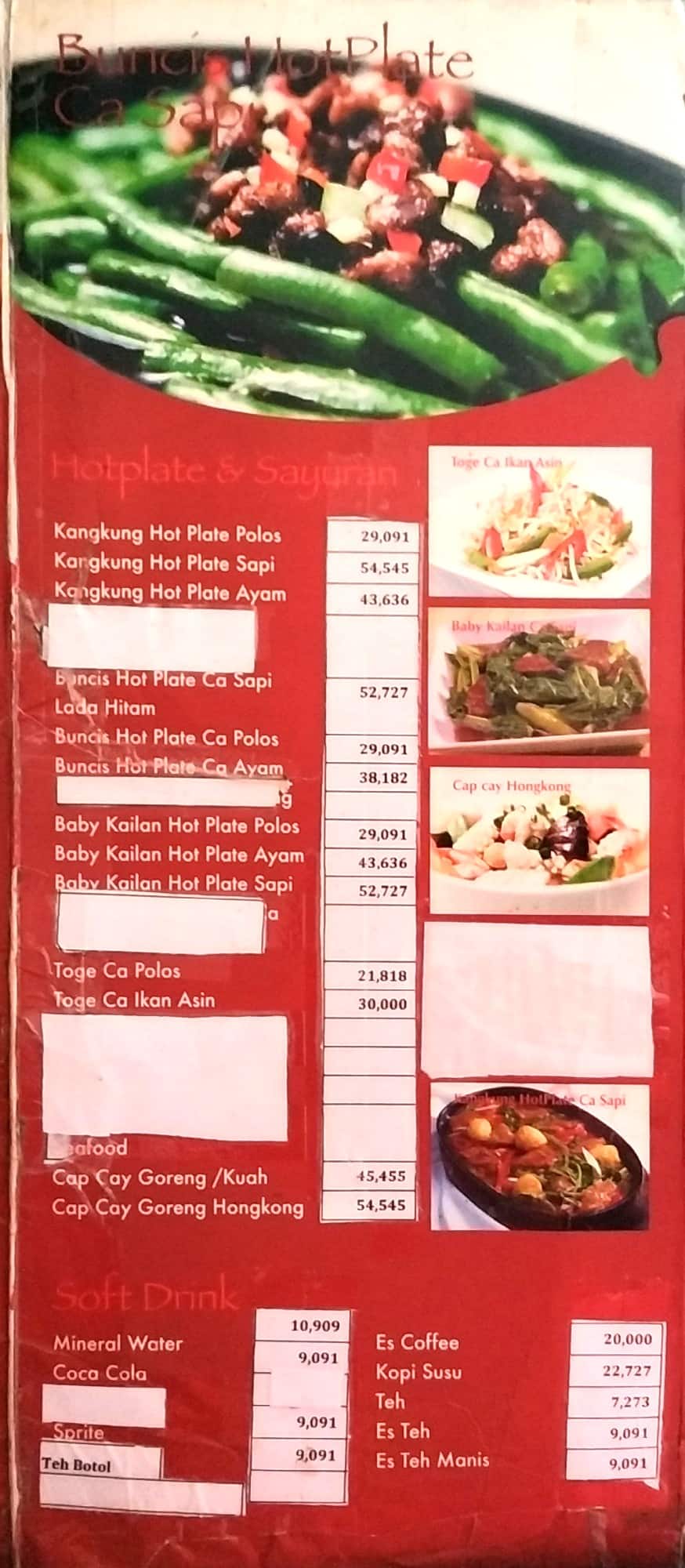 Menu at Bakmi Permata restaurant, Jakarta, Kebon jeruk