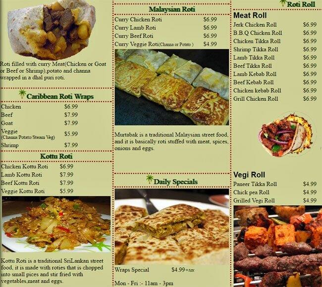 Roti Roll Menu, Menu for Roti Roll, Downtown Yonge, Toronto ...