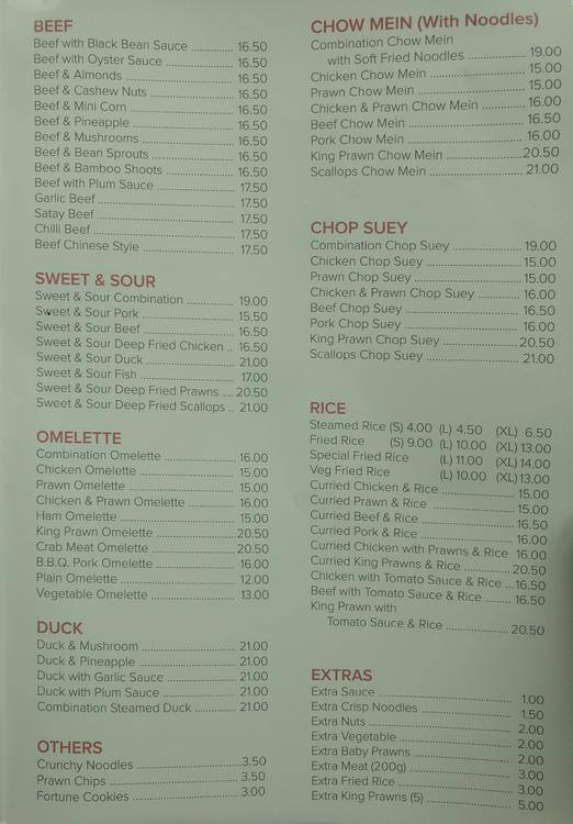 Menu at Loong Wah Chinese Restaurant, Alexandra Hills