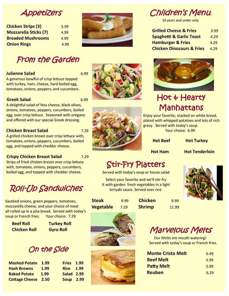 Menu at Zack's Diner restaurant, Fort Branch