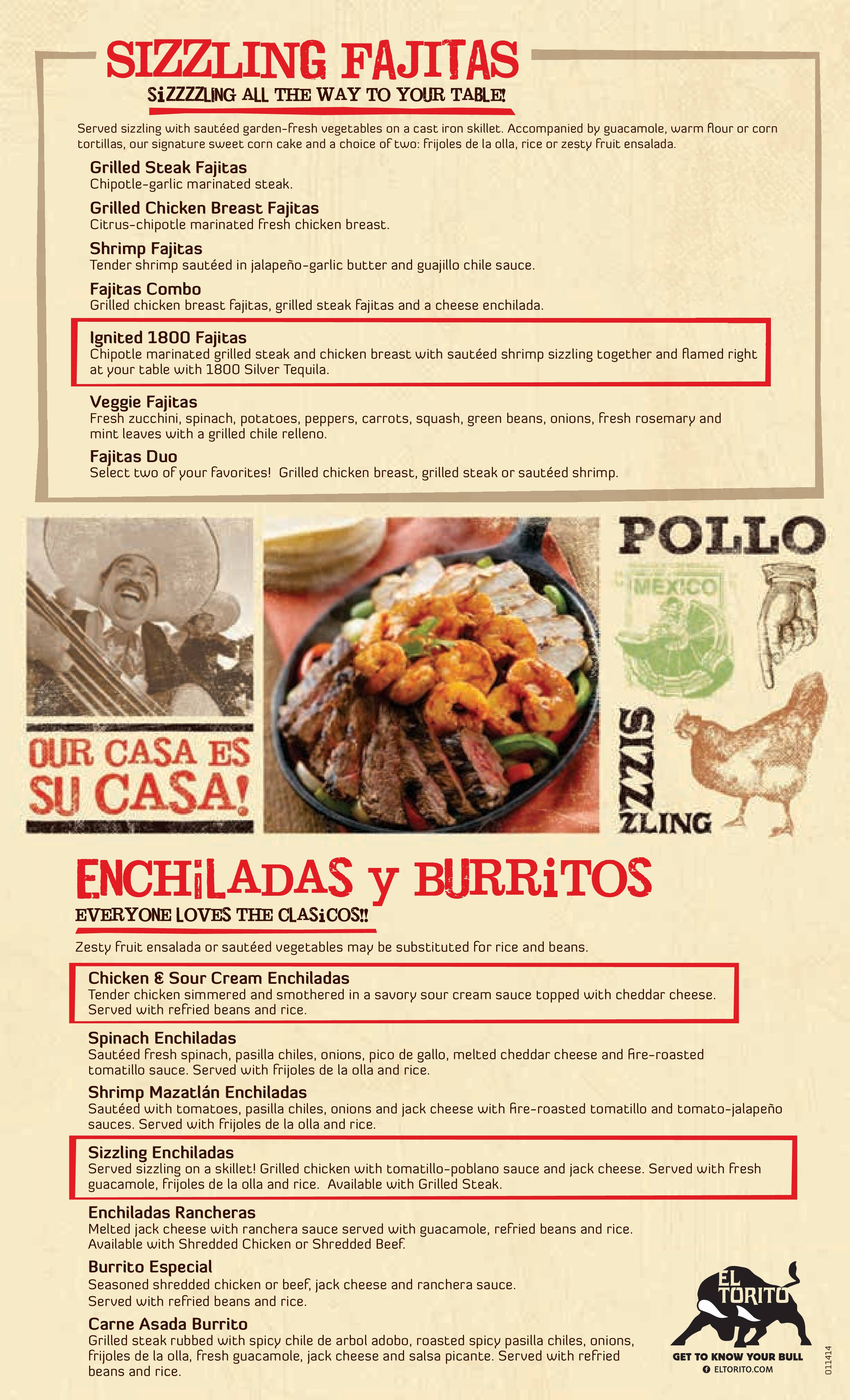 Carta de El Trio Mexican Restaurant, Alma, 214 US-64