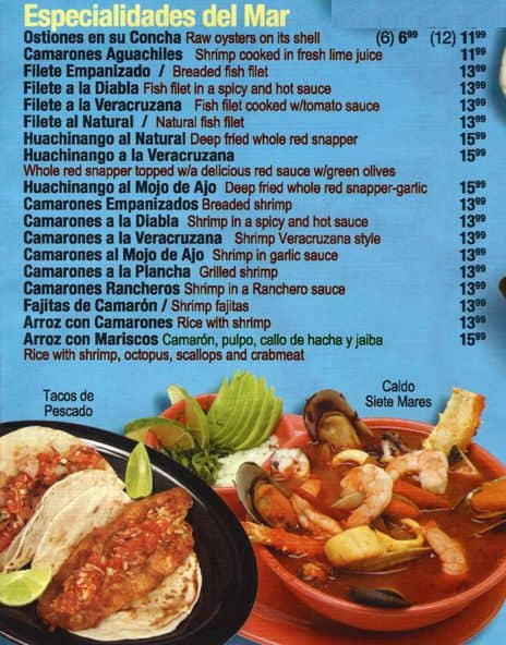 Menu at Carniceria Aguascalientes restaurant, Chicago, W 26th St