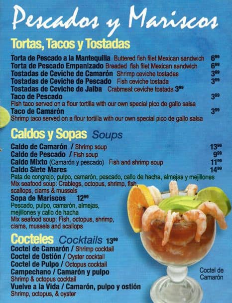 Menu at Carniceria Aguascalientes restaurant, Chicago, W 26th St