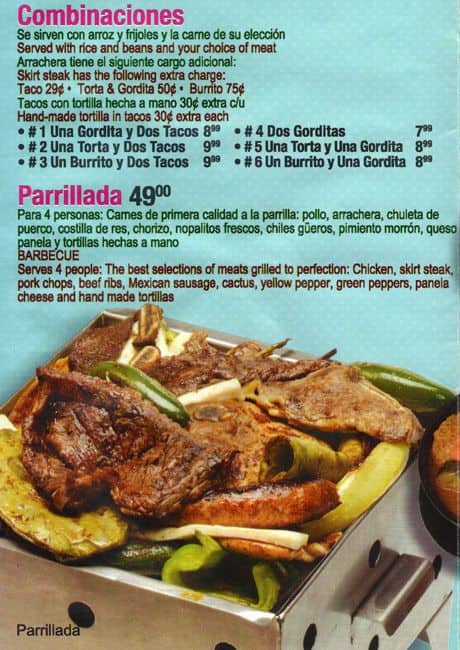 Menu at Carniceria Aguascalientes restaurant, Chicago, W 26th St