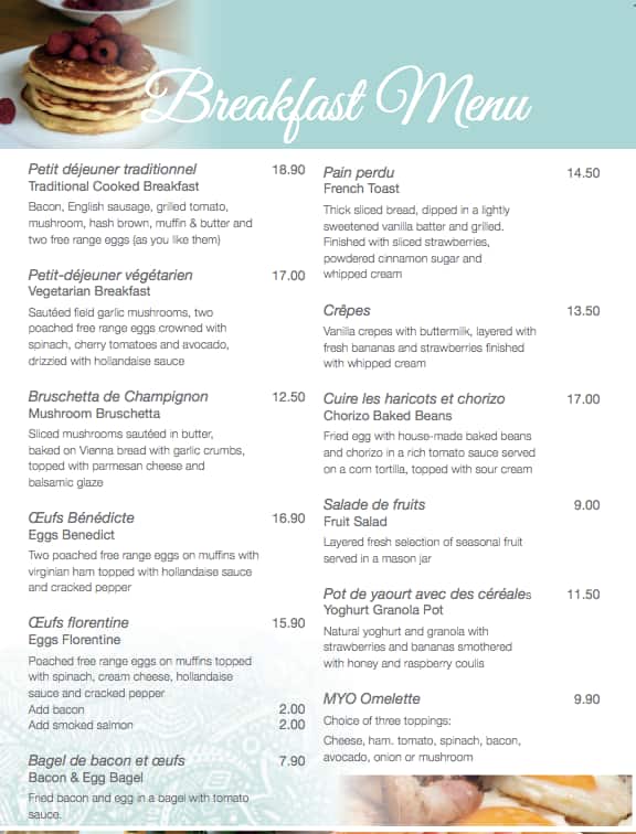 Menu at Tree of Life Cafe, Mandurah