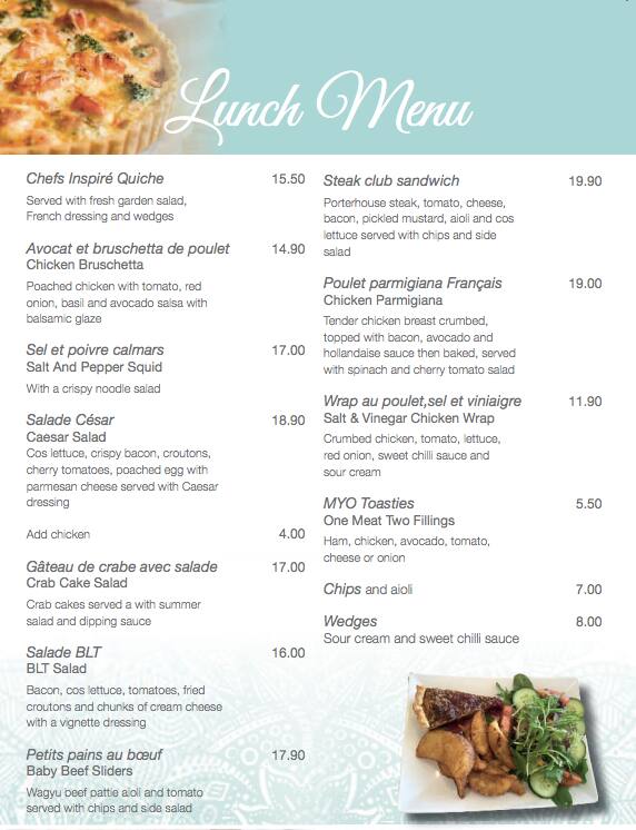 Menu at Tree of Life Cafe, Mandurah