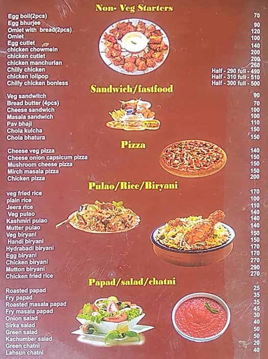Menu of Mirch Masala, Police Lines, Ajmer