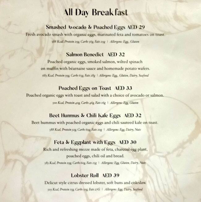 Menu of Delicut, DIFC, Dubai