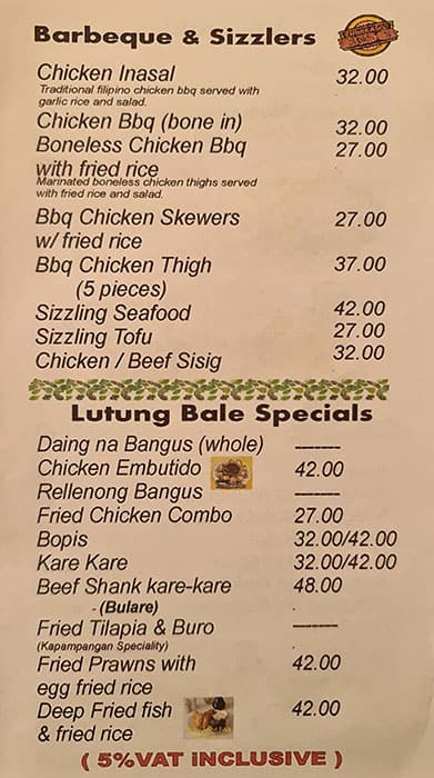 Menu at Lutung Bale restaurant, Dubai