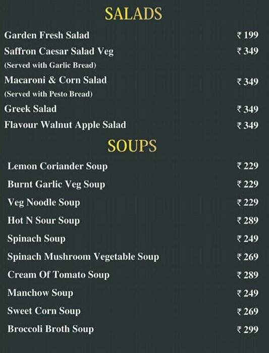 Menu at Saffron - The Shahi Kitchen, Hyderabad