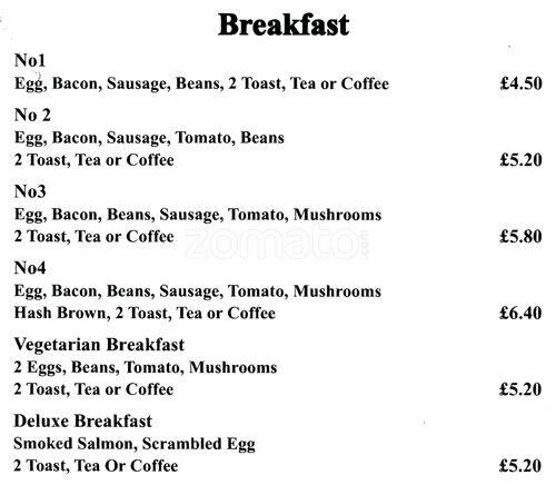Menu at Piccolo Deli cafe, London