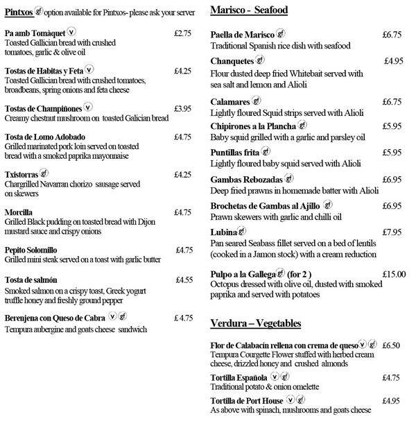 Menu at The Port House pub & bar, London