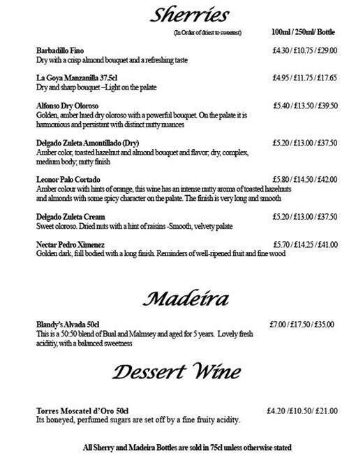 Menu at The Port House pub & bar, London