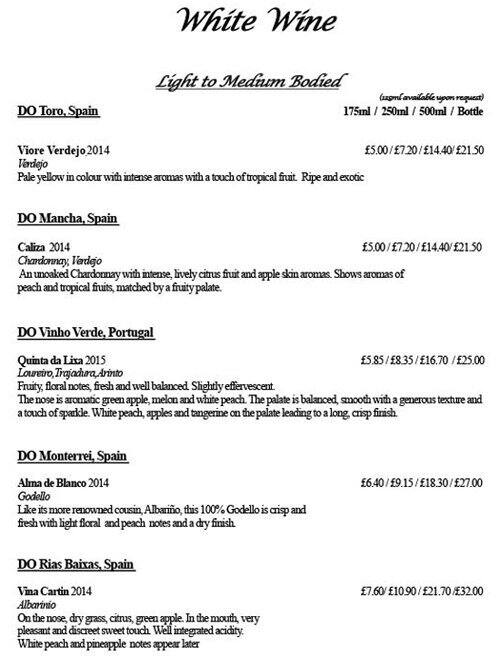 Menu at The Port House pub & bar, London