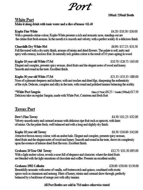 Menu at The Port House pub & bar, London