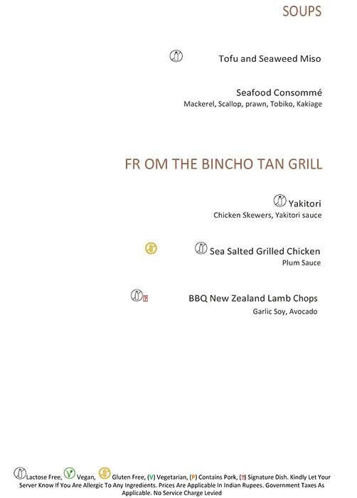 Menu of MEGU - The Leela Palace, Chanakyapuri, New Delhi