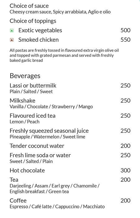 Menu at Latitude - Vivanta Goa, Dona Paula